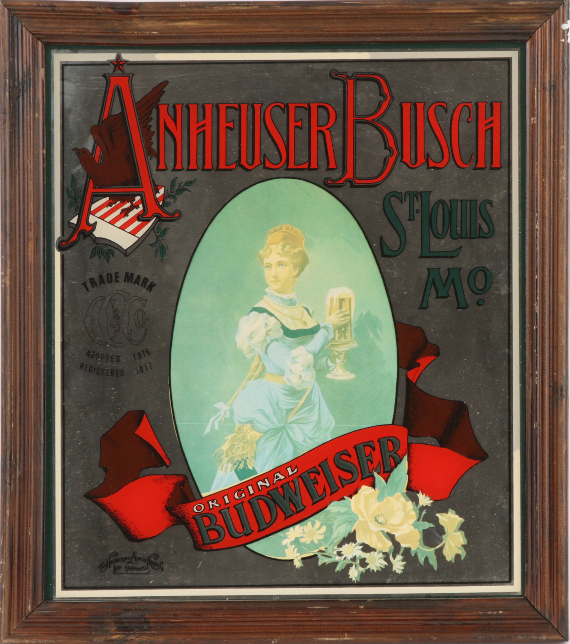 Reklamspegel, Anheuser Busch, Budweiser, 1900-talets se | Auktion
